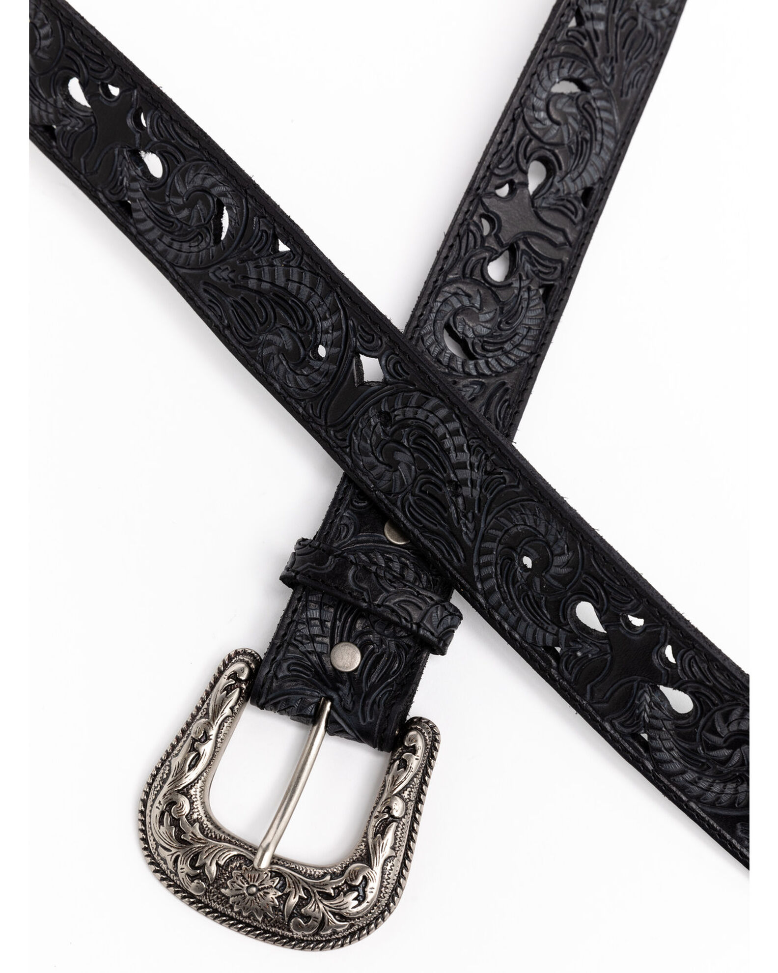 Shyanne Women's Cross Filigree Western Belt, Black