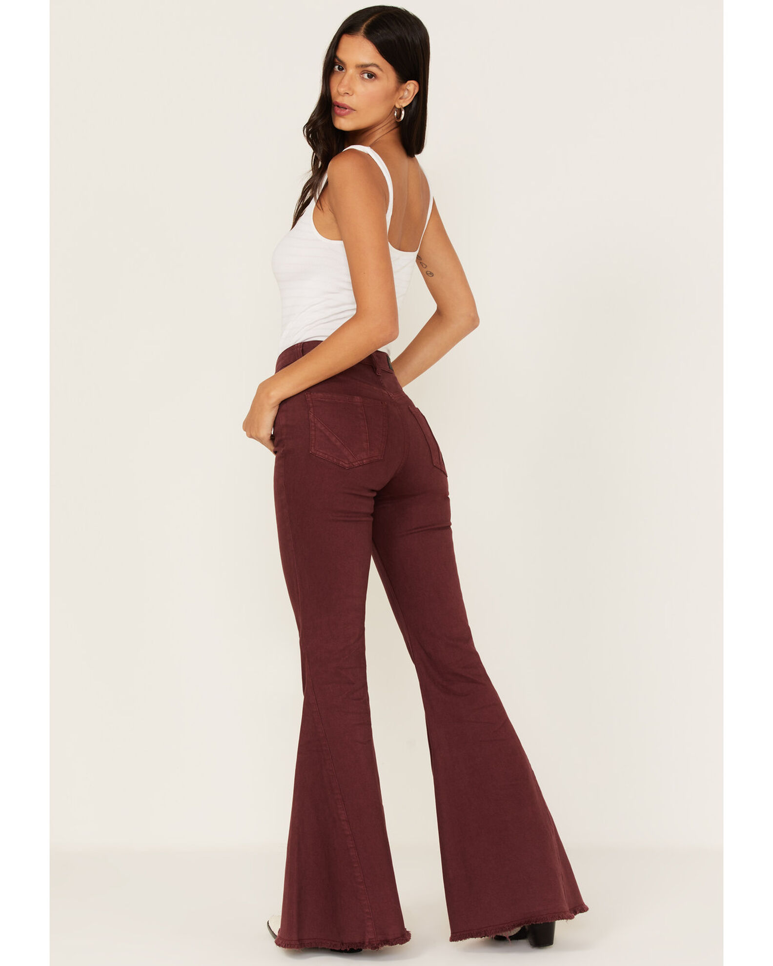 Shyanne Women's High Rise Flare Jeans, Wine