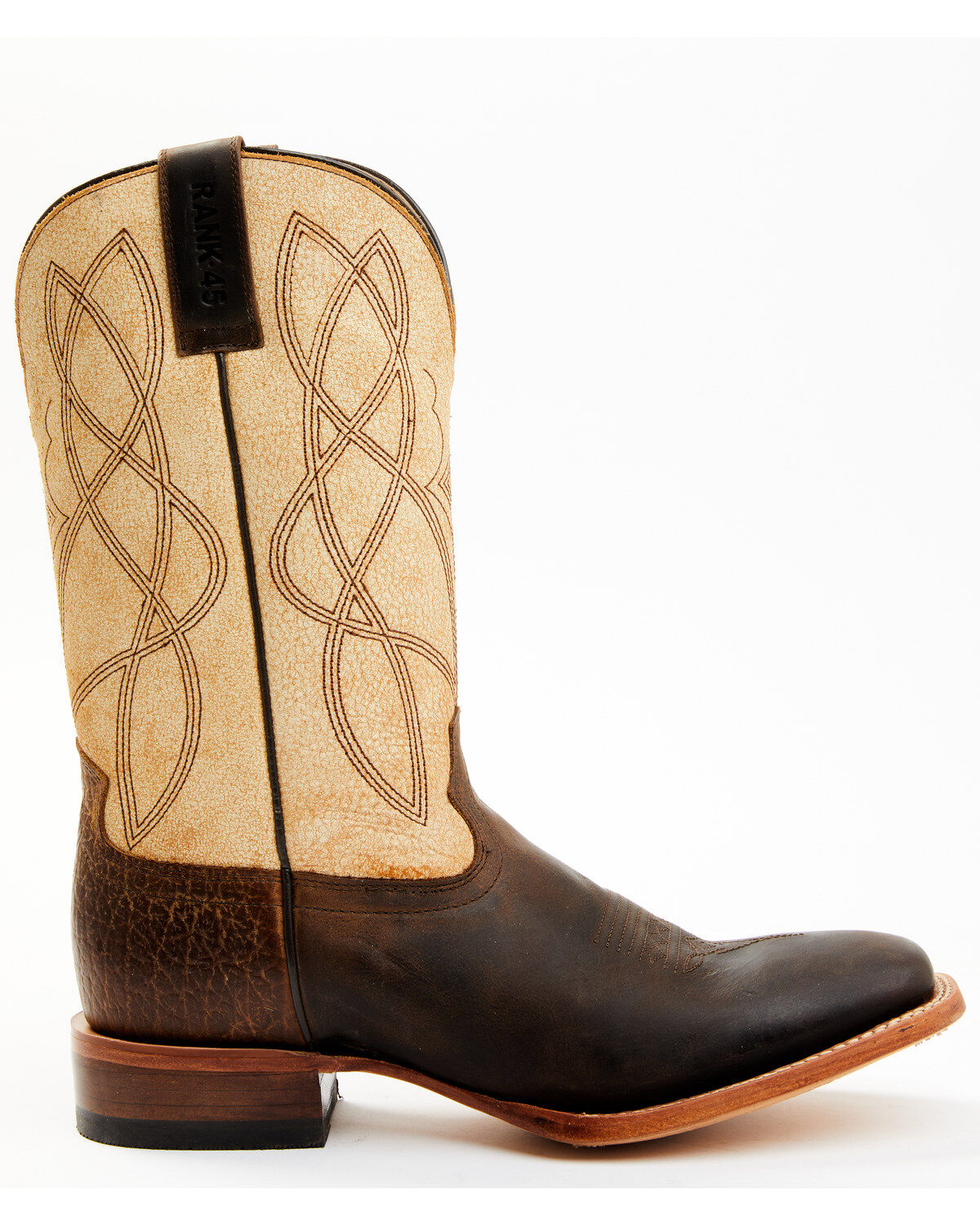RANK 45® Men's Deuce Western Boots - Broad Square Toe, Cream/brown