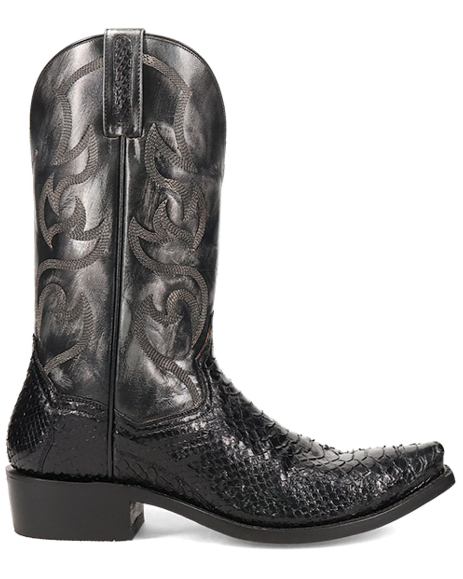 Dan Post Mens Exotic Python Western Boots Snip Toe Black