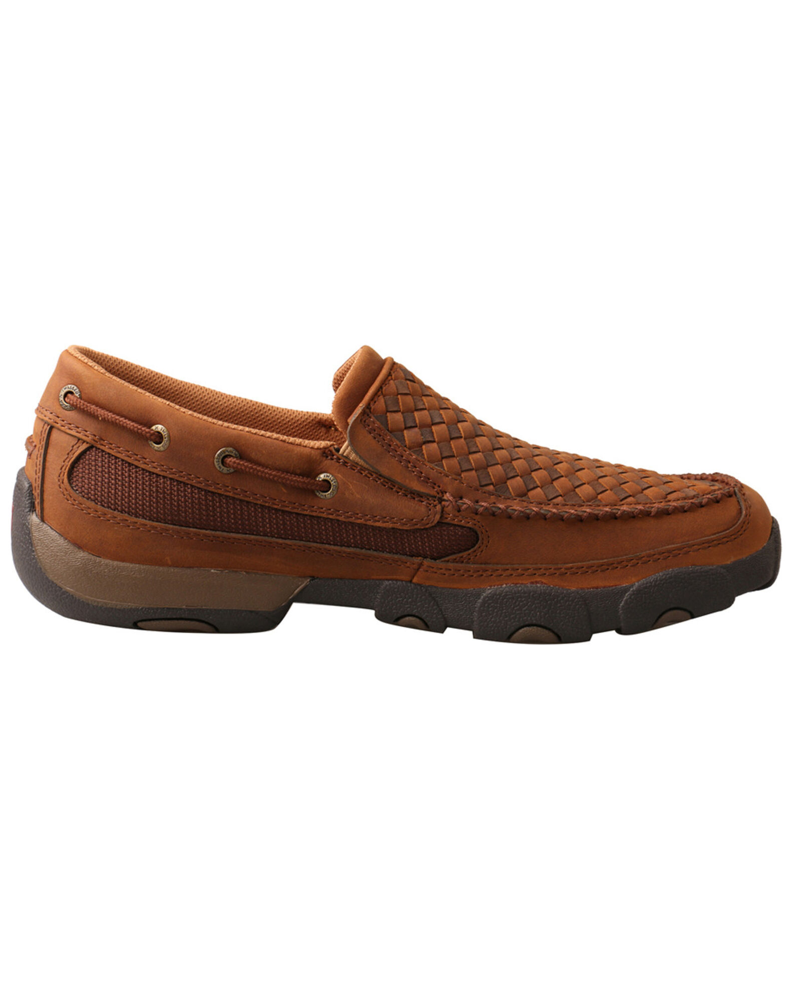 Twisted X Mens Basket Weave Slip On Shoes Moc Toe Brown