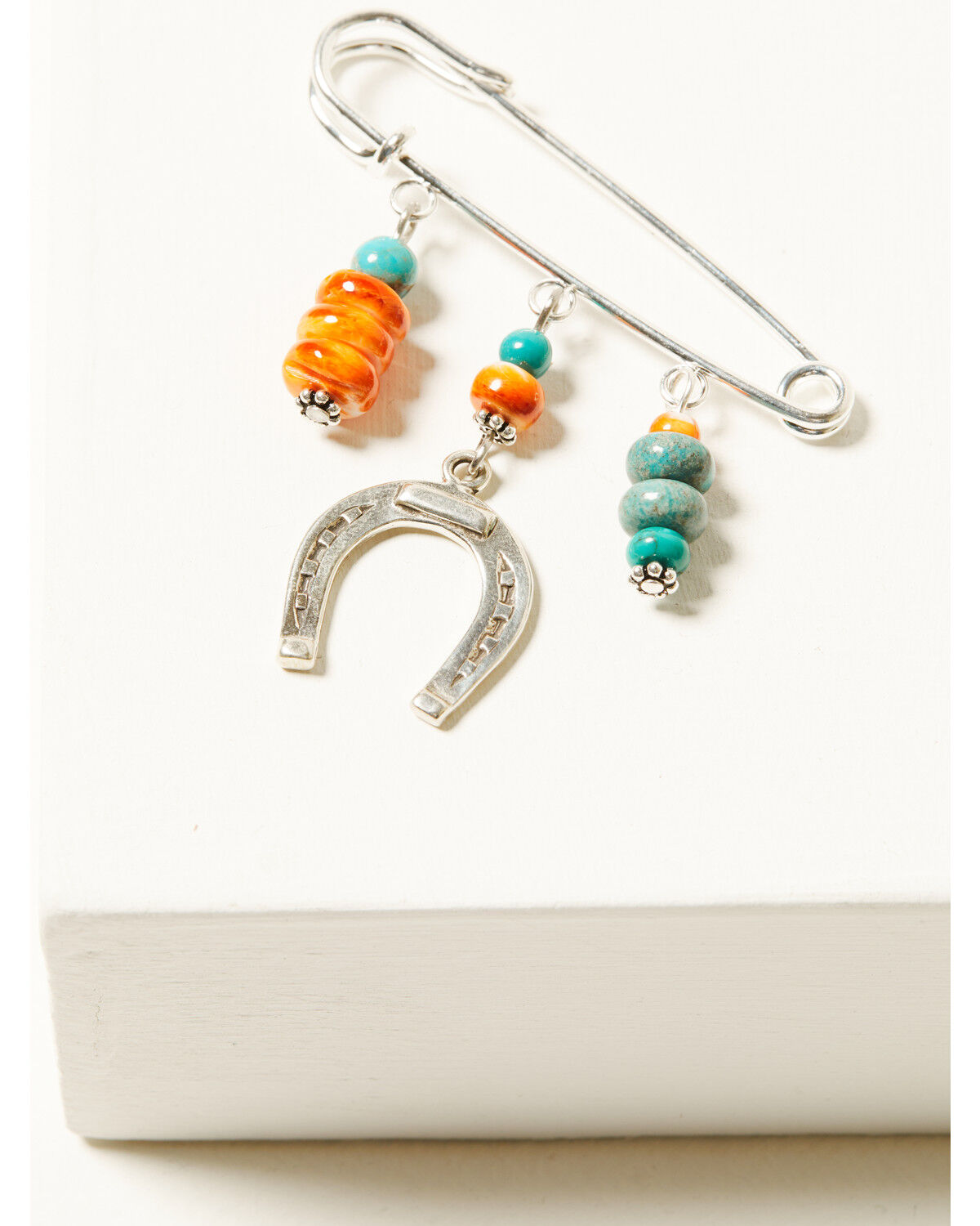 Paige Wallace Women's Dangle Hat Pin with Charms and Stones, Silver