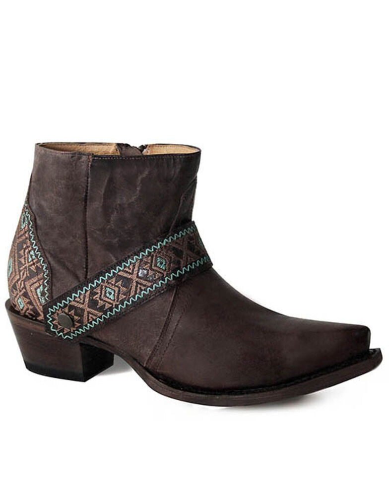 Roper Womens Oiled Brown Fashion Booties Snip Toe Boot Barn