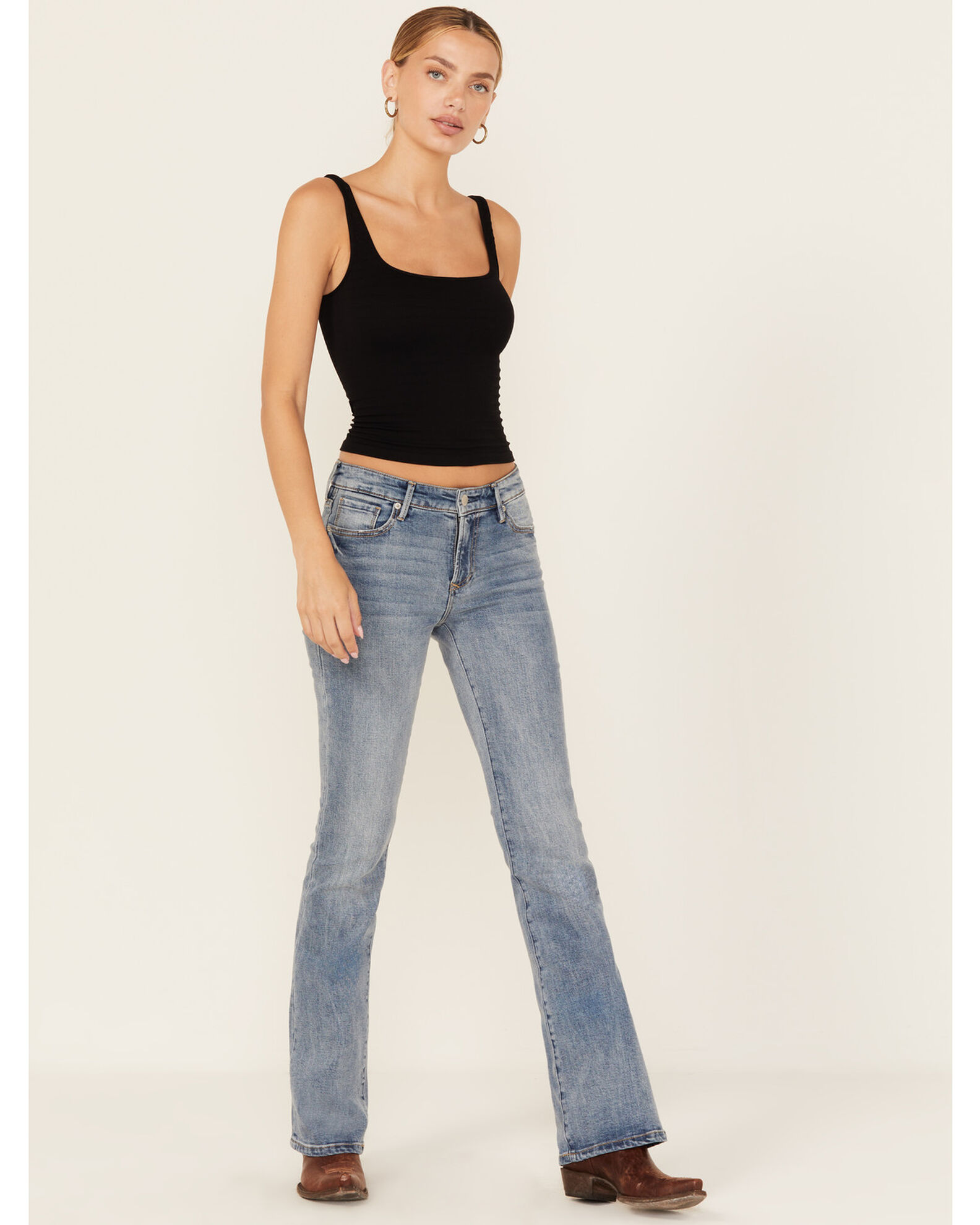 Dear John Women's Jaxtyn Medium Wash Mid Rise Bootcut Stretch Denim ...