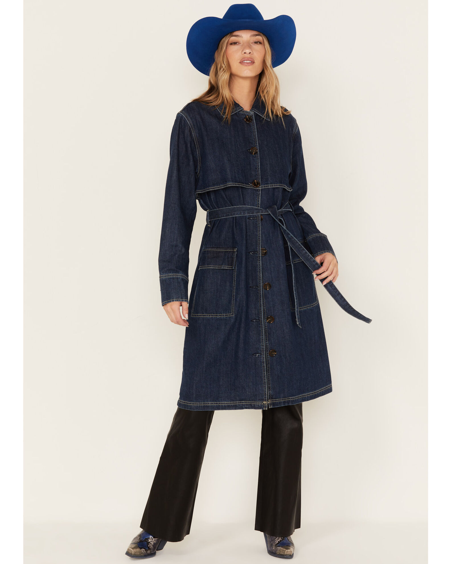 Unpublished Denim Women's Sukie Denim Duster Coat, Blue