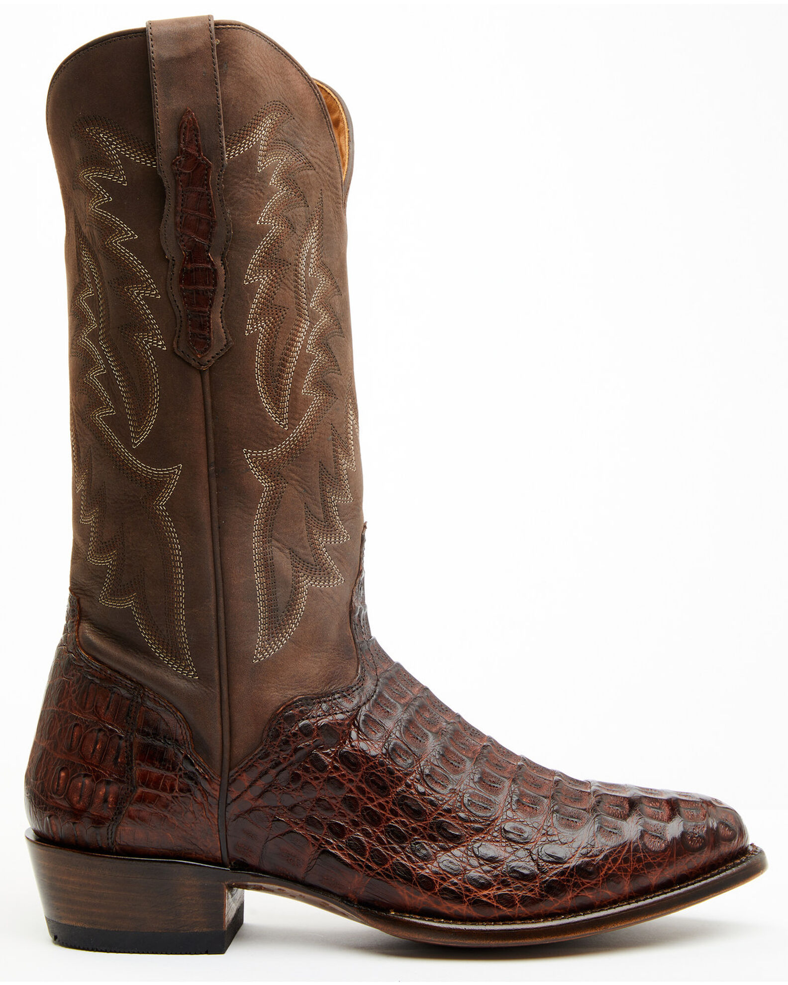 El Dorado Men's Exotic Caiman Western Boots - Round Toe, Brass