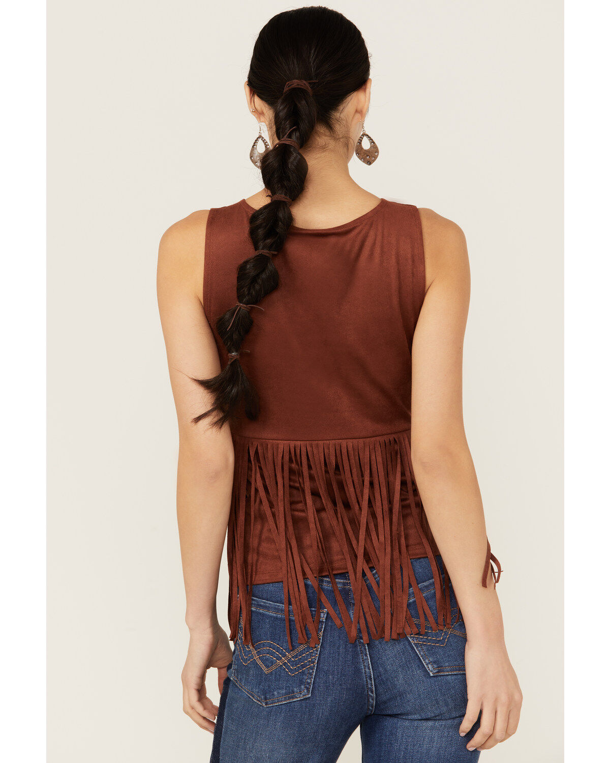 Product Name: Idyllwind Women's Pennington Faux Suede Twisted Fringe Top