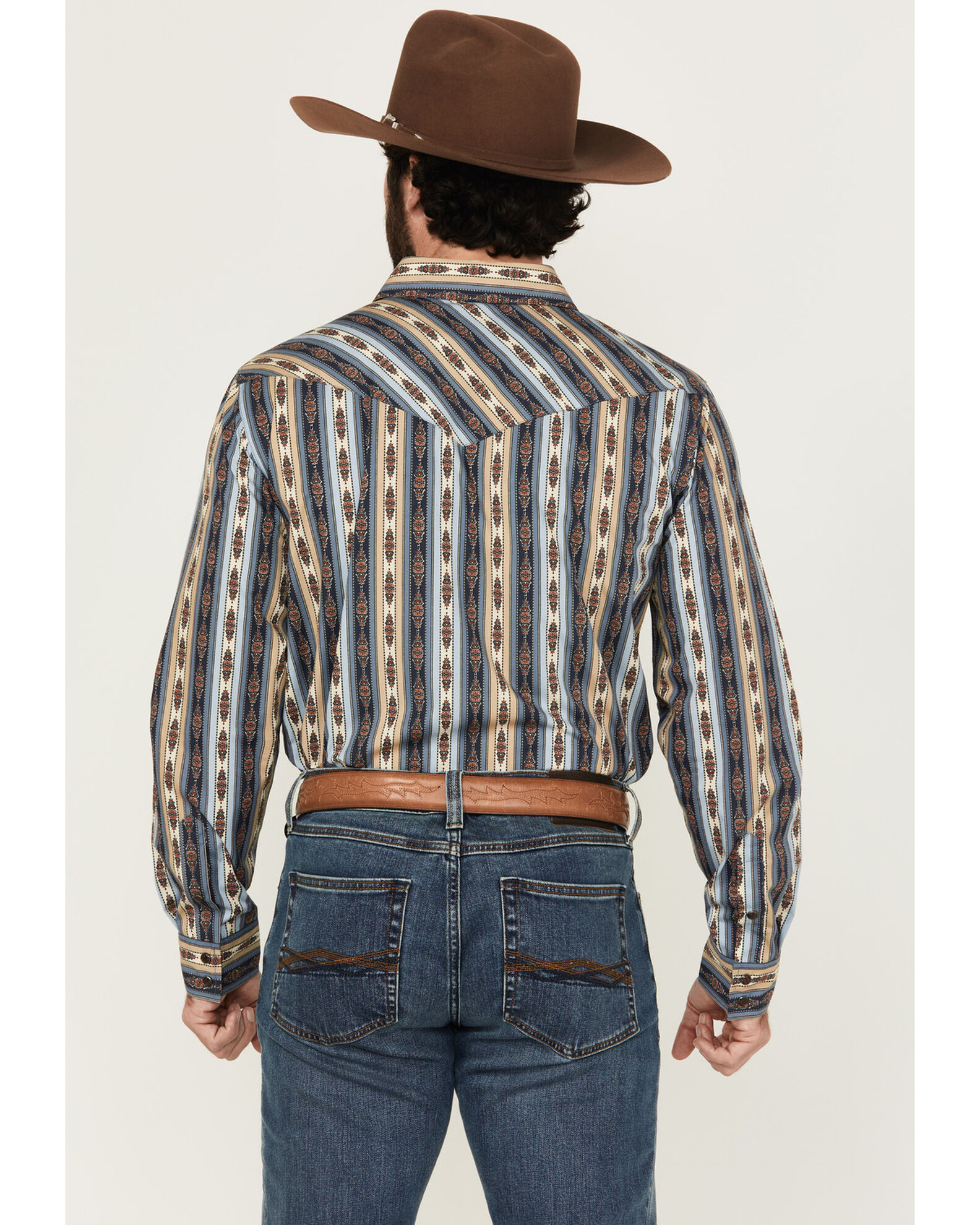 Gibson Trading Co Men's Sand Stone Wallpaper Striped Long Sleeve Snap ...