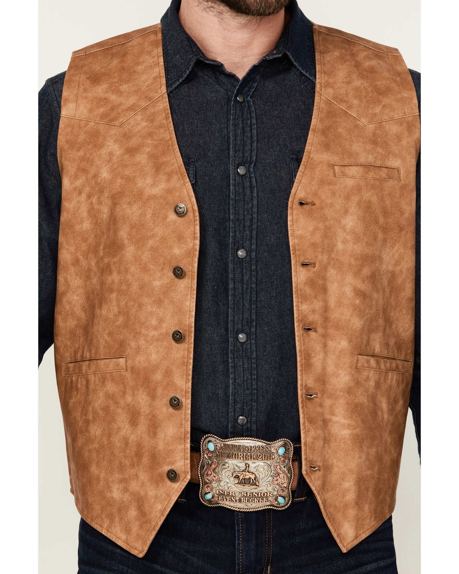 Cody James Men's Palomino Faux Leather Vest, Tan