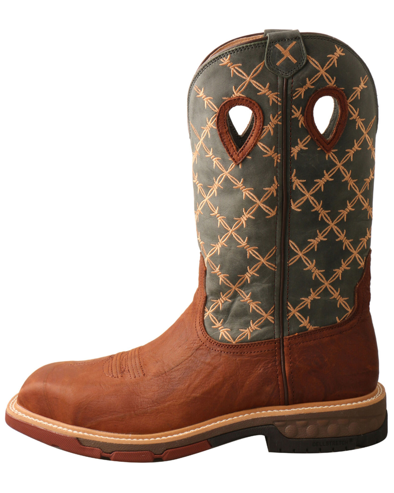 Twisted X Mens Cellstretch Western Work Boots Composite Toe Brown