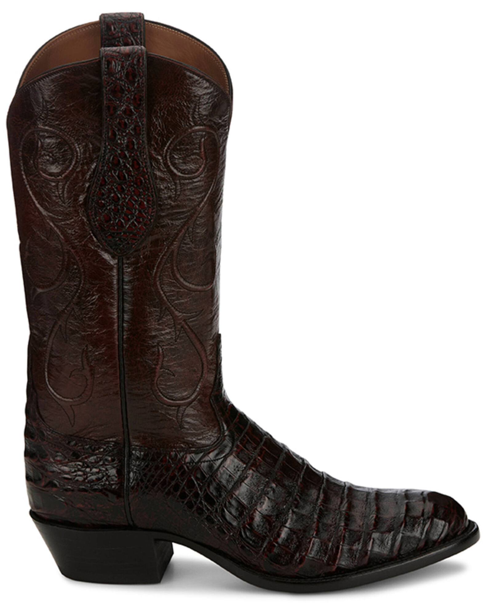 Tony Lama Men's Exotic Caiman Western Boots - Round Toe, Black Cherry
