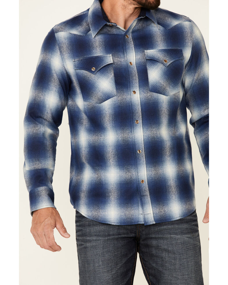 Pendleton Mens Blue Canyon Large Ombre Plaid Long Sleeve Western