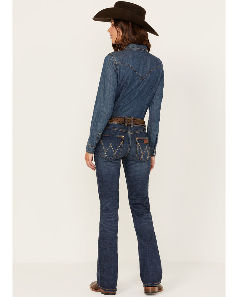 Wrangler Womens Mae Premium Patch Boot Cut Jeans Boot Barn