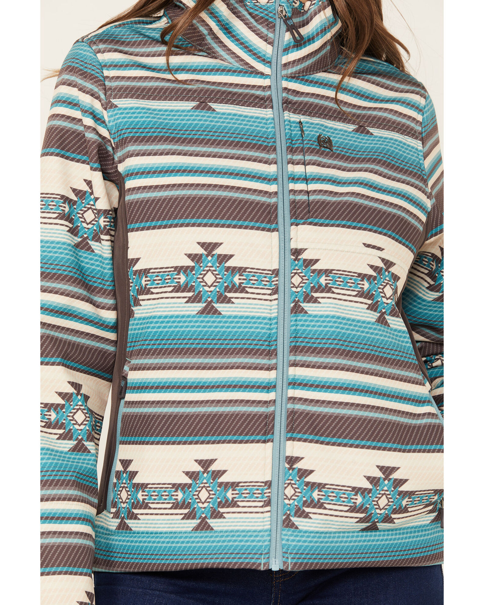 Cinch Womens Southwestern Print Concealed Carry Softshell Jacket Blue