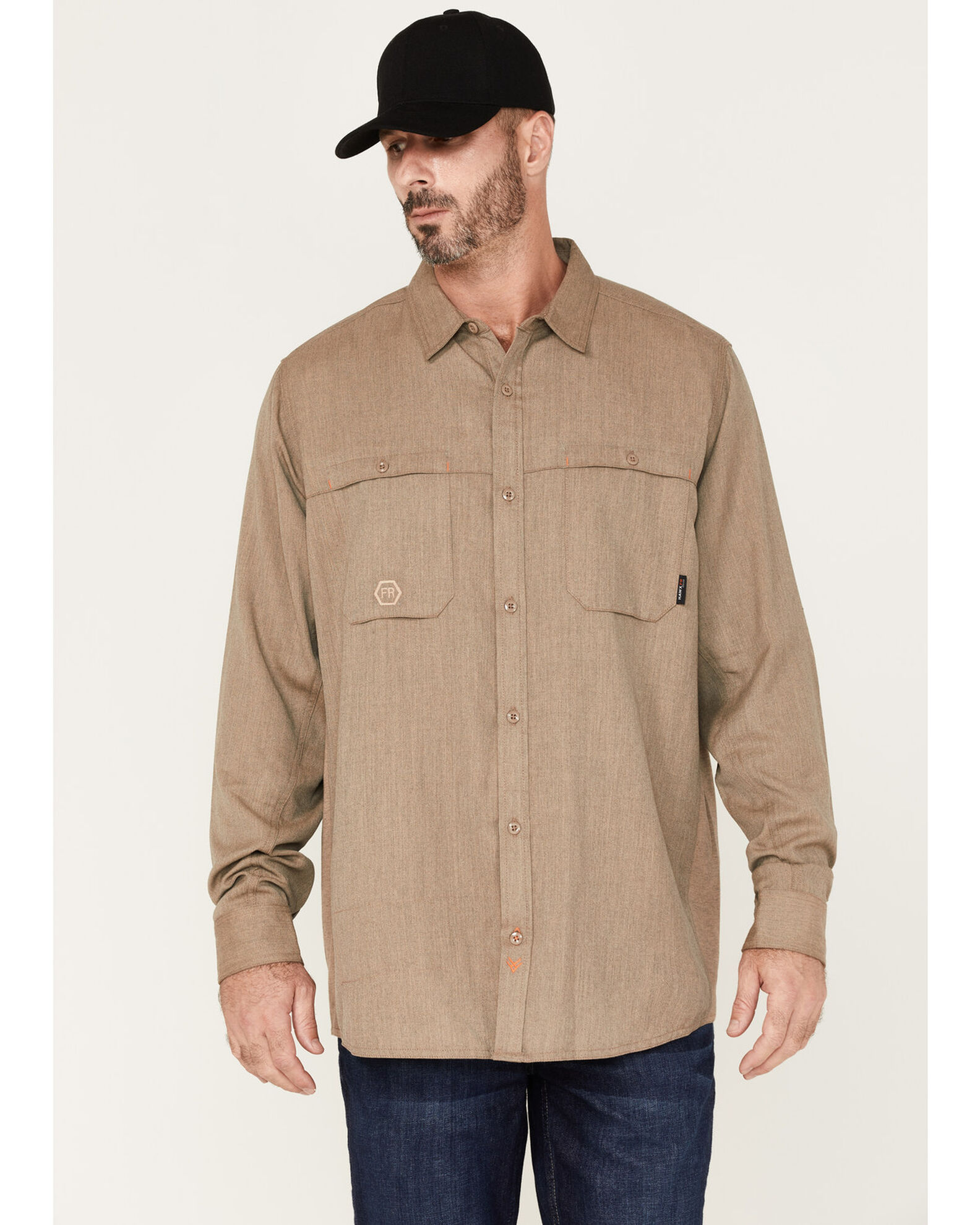Product Name Hawx Mens Fr Vented Solid Long Sleeve Button Down Work