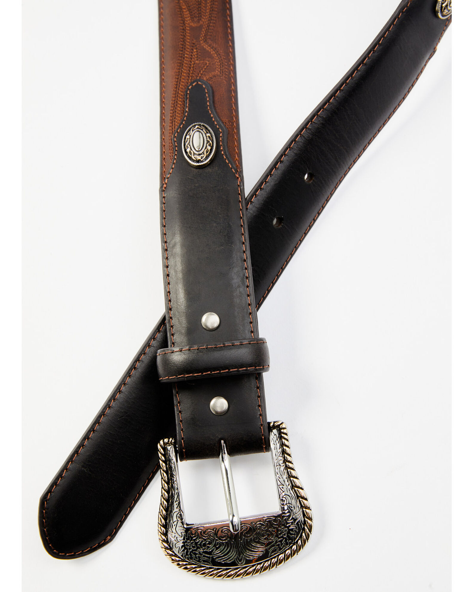 Cody James Men's Two-Toned Concho Accent Belt, Brown