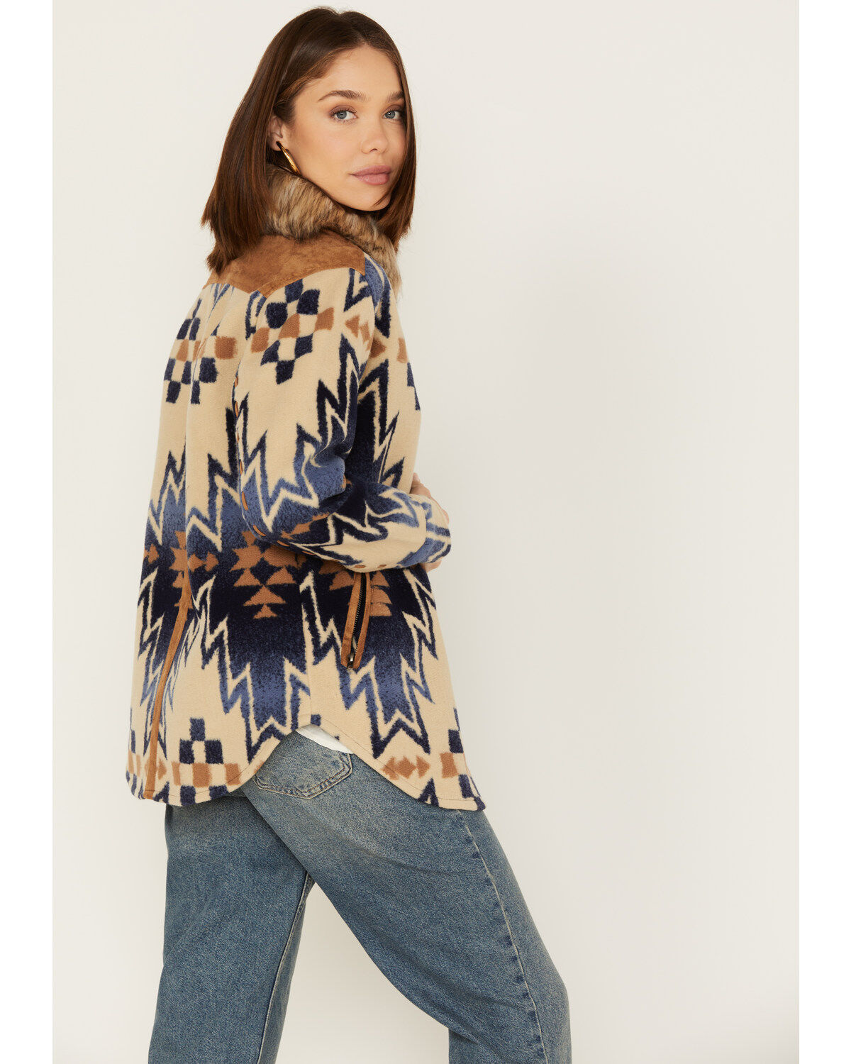 Tasha Polizzi Women's The Mountain Shirt Southwestern Print Faux Fur ...
