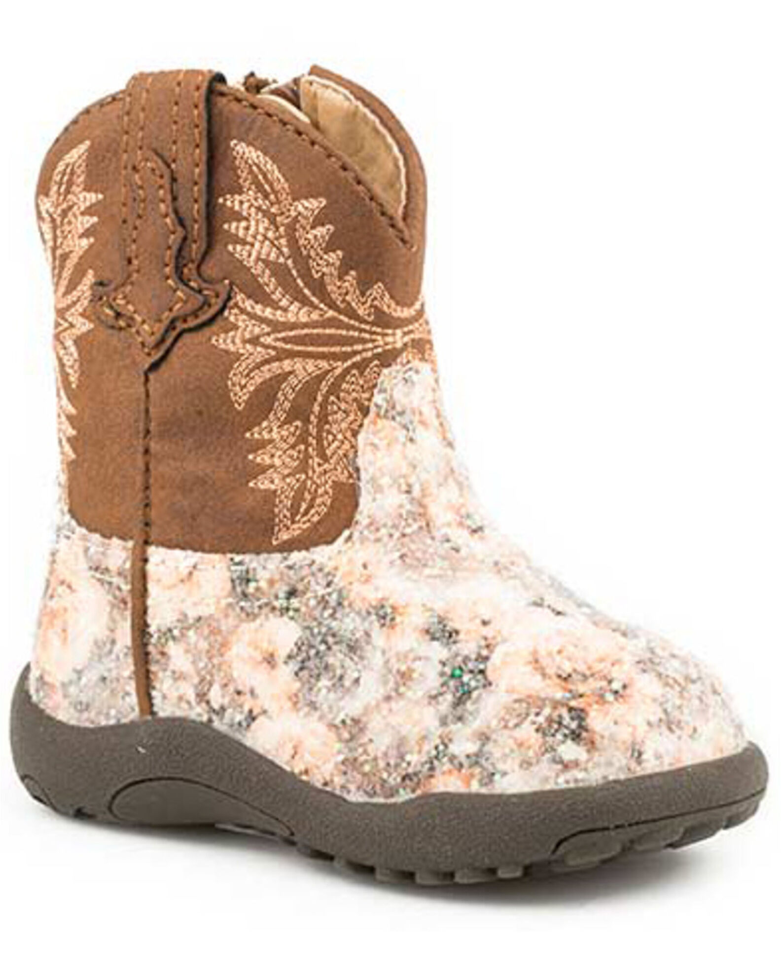 Roper Infant Girls' Claire Floral Western Boots - Round Toe, Brown