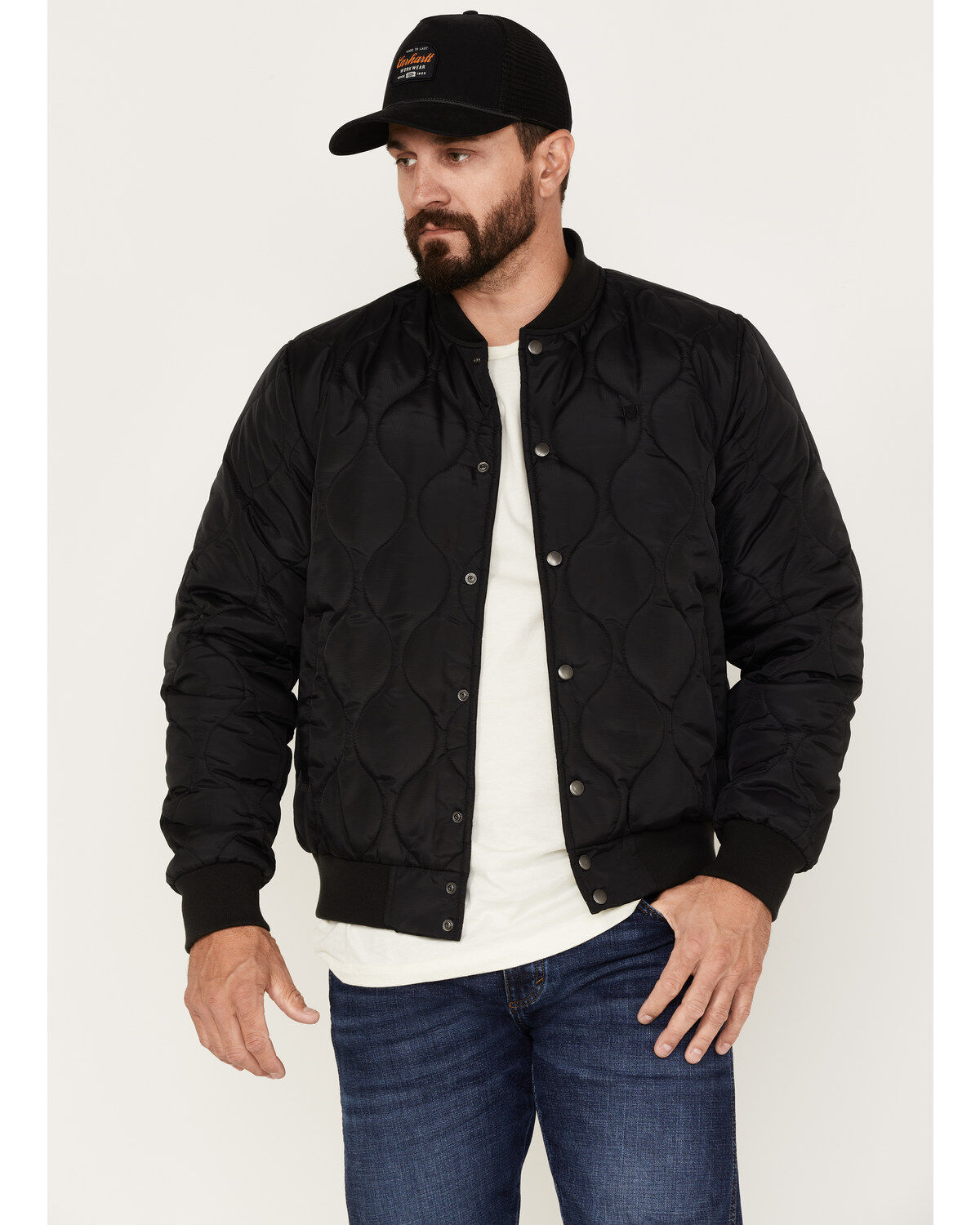 Brixton Men's Dillinger Quilted Bomber Jacket, Black