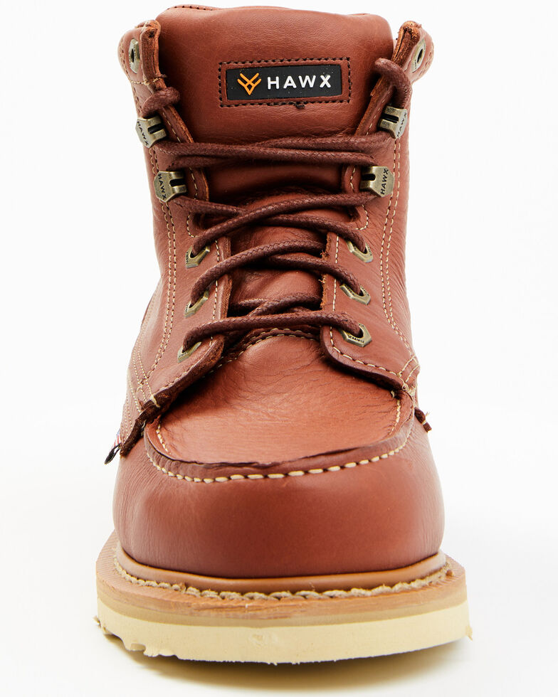 Hawx Mens Dark Brown Usa Moc Wedge Work Boots Soft Toe Boot Barn