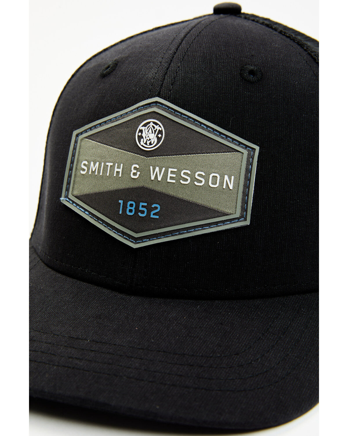 Smith & Wesson Men's Black Rubber Patch Baseball Cap, Black