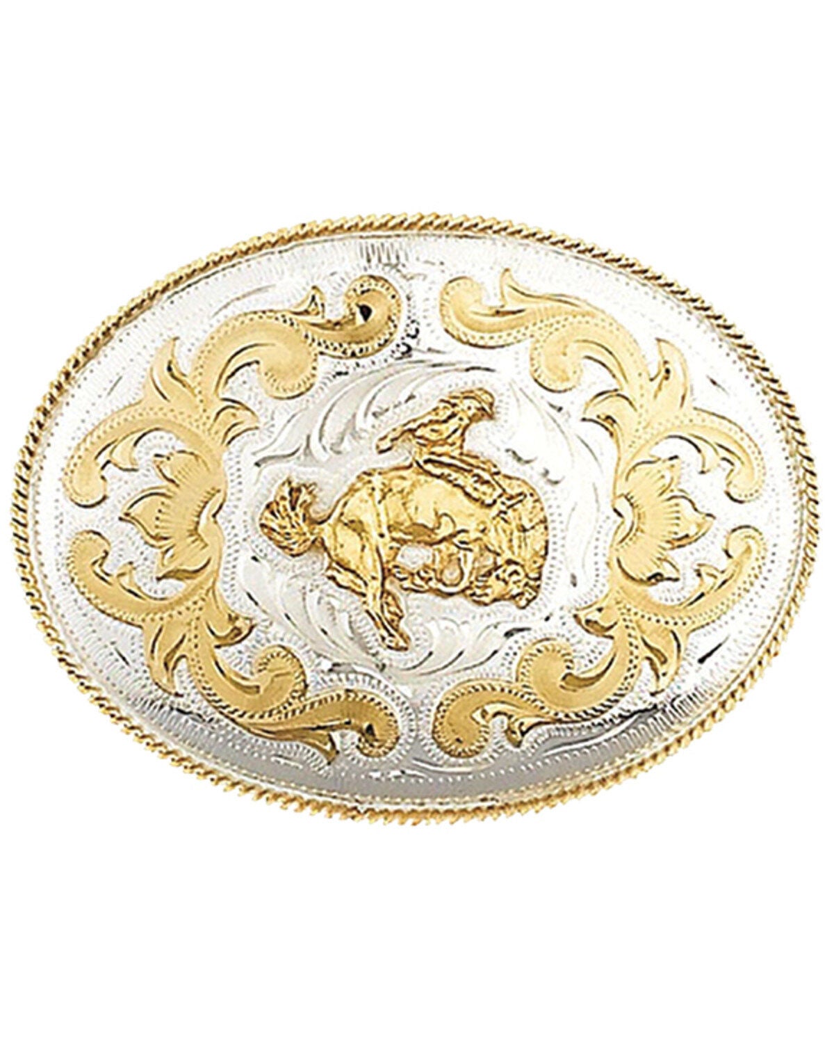 Western Express Bronco Rider Two-Toned Belt Buckle, No Color