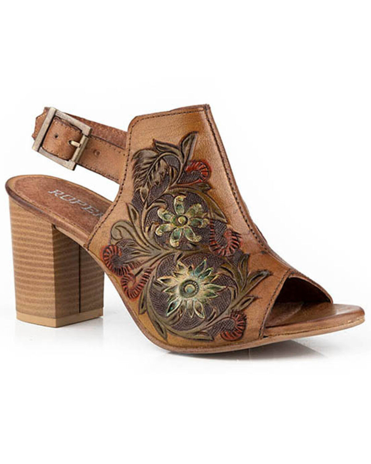 Roper Women's Mika Tooled Heels , Tan