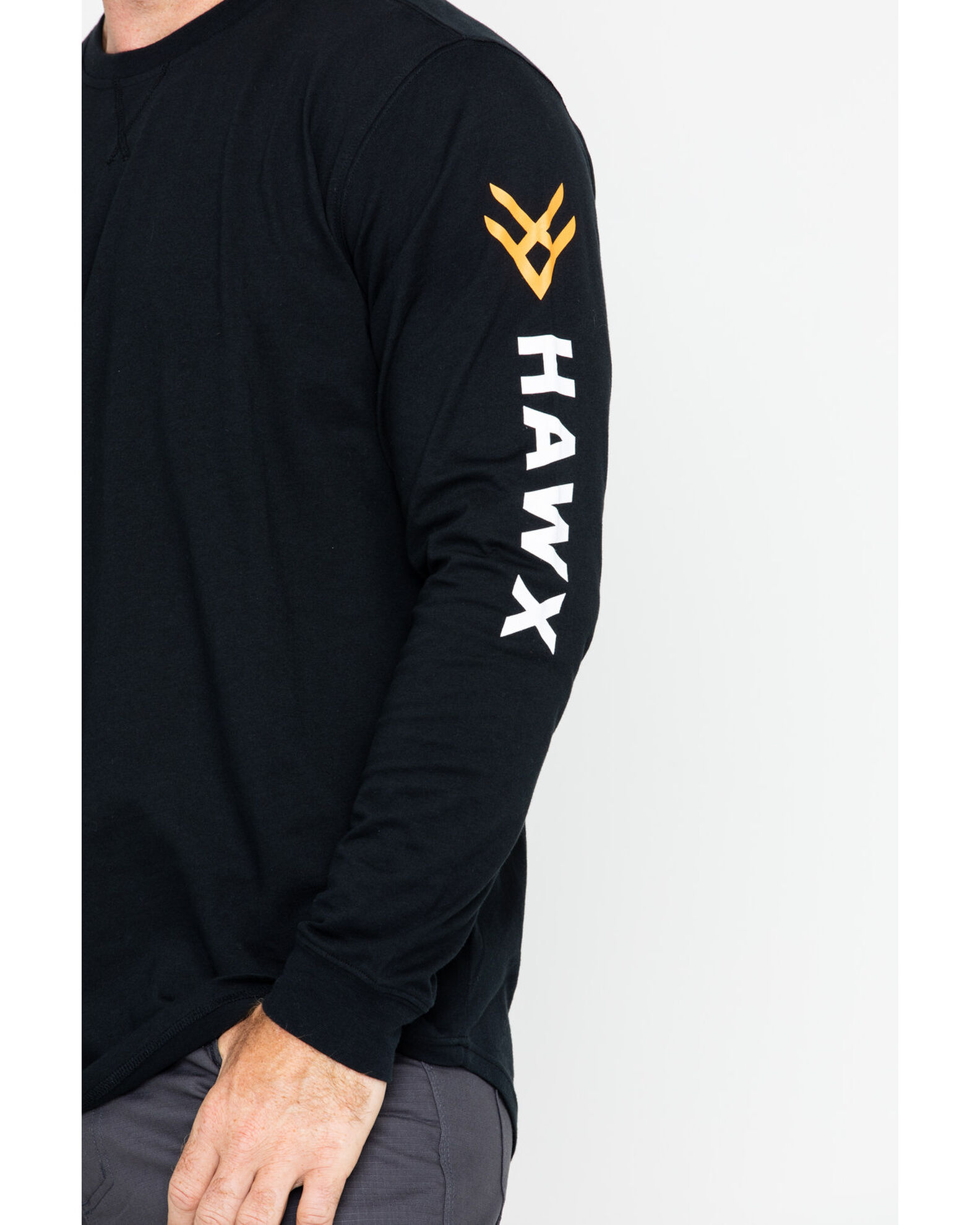 Hawx Men's Logo Crew Long Sleeve Work T-Shirt, Black