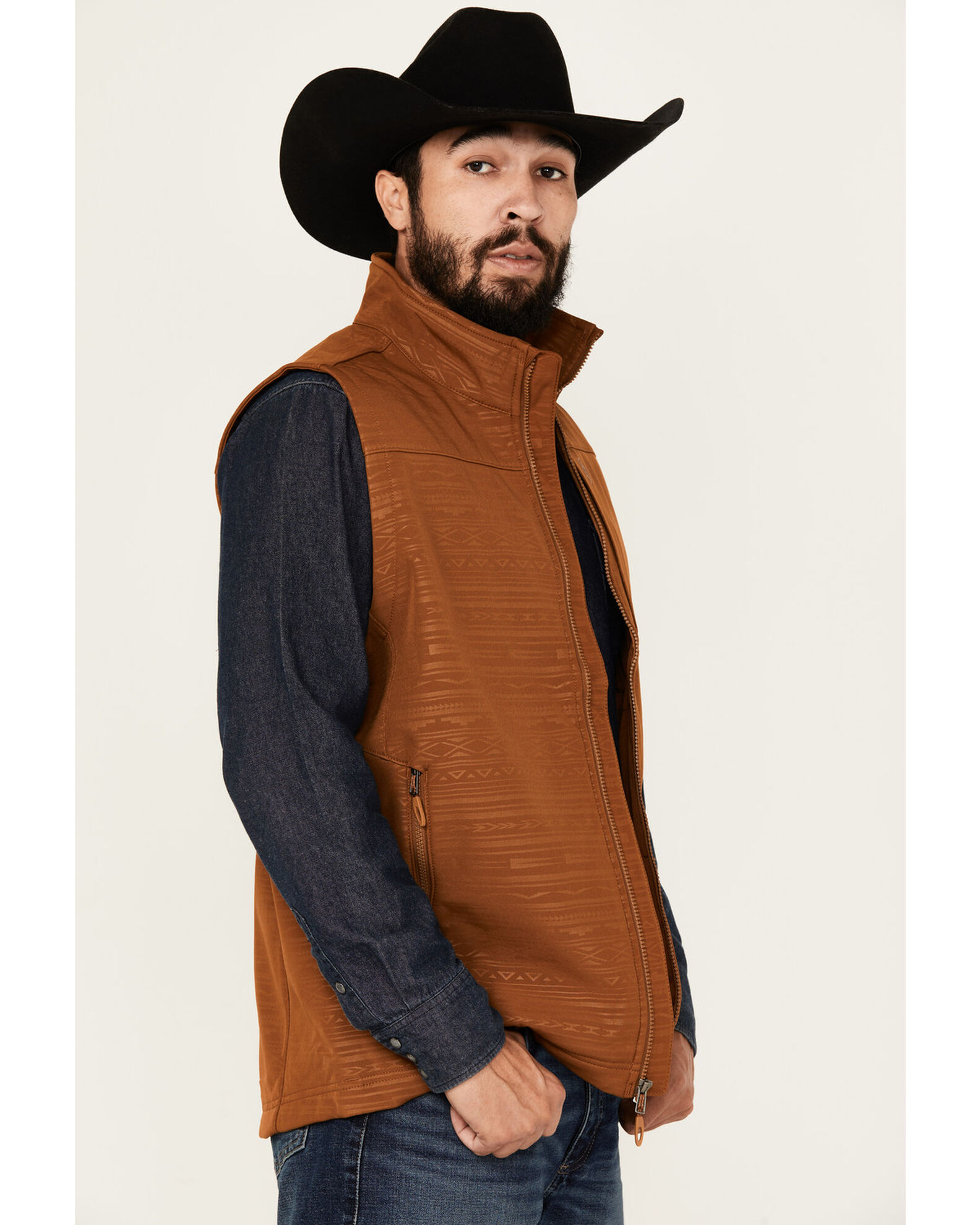 Ariat Mens Logo 20 Southwestern Print Softshell Jacket Chestnut