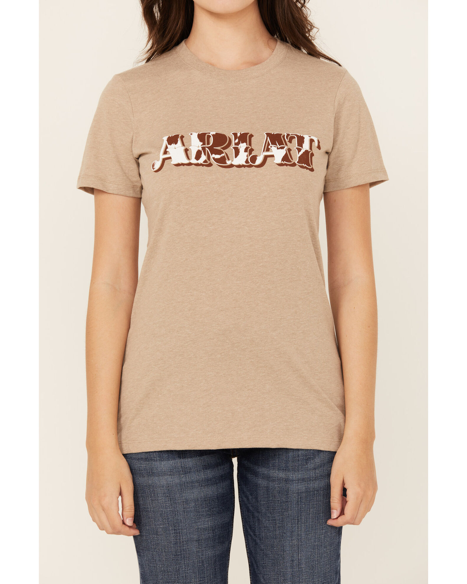 Ariat Women's Boot Barn Exclusive Cow Print Logo Short Sleeve Graphic ...