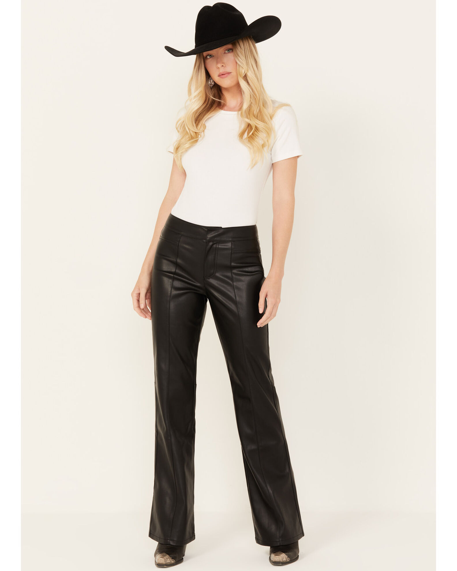 Free People Women's Uptown High Rise Slim Bootcut Pants, Black