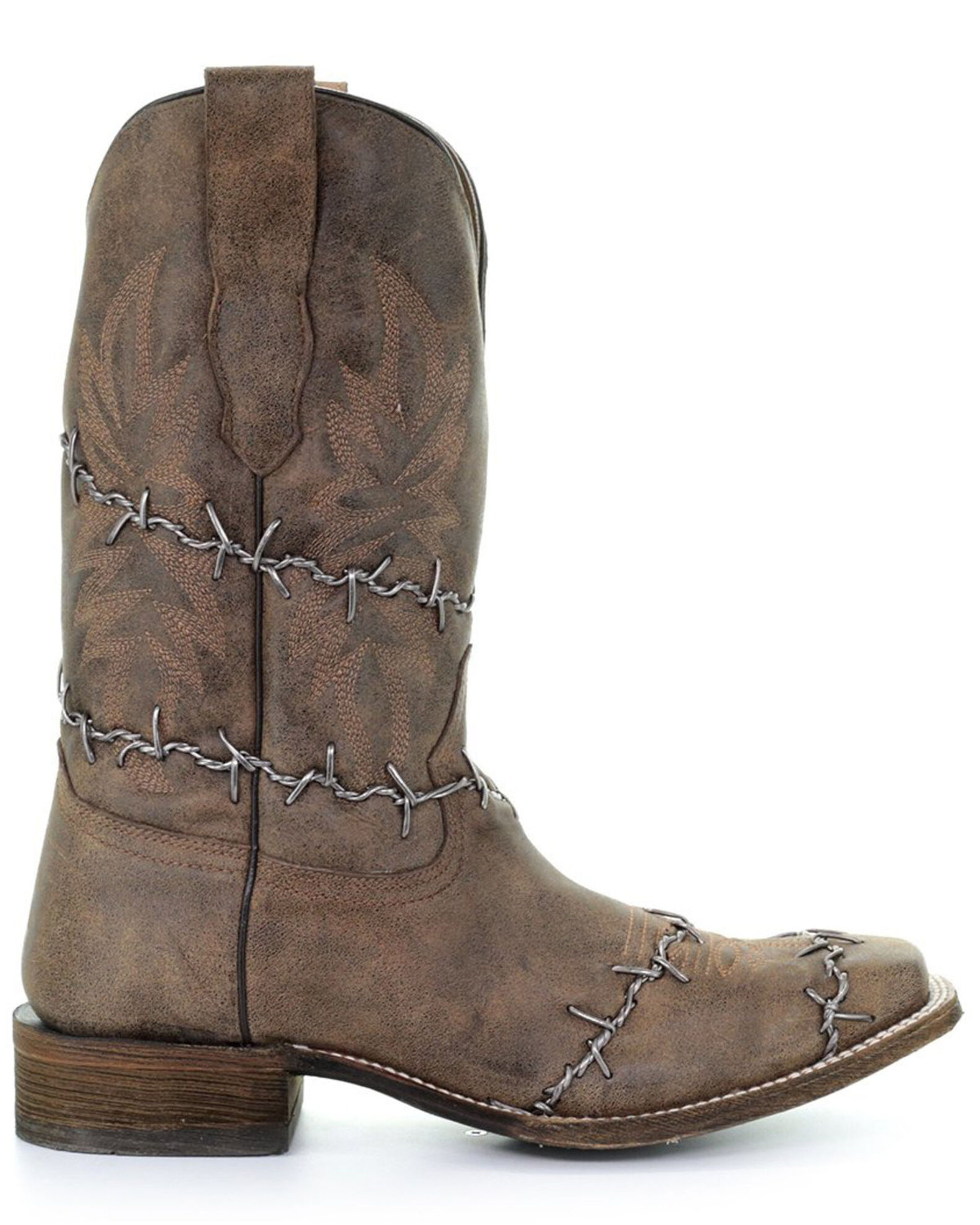 Corral Men's Barbed Wire Western Boots - Broad Square Toe, Brown