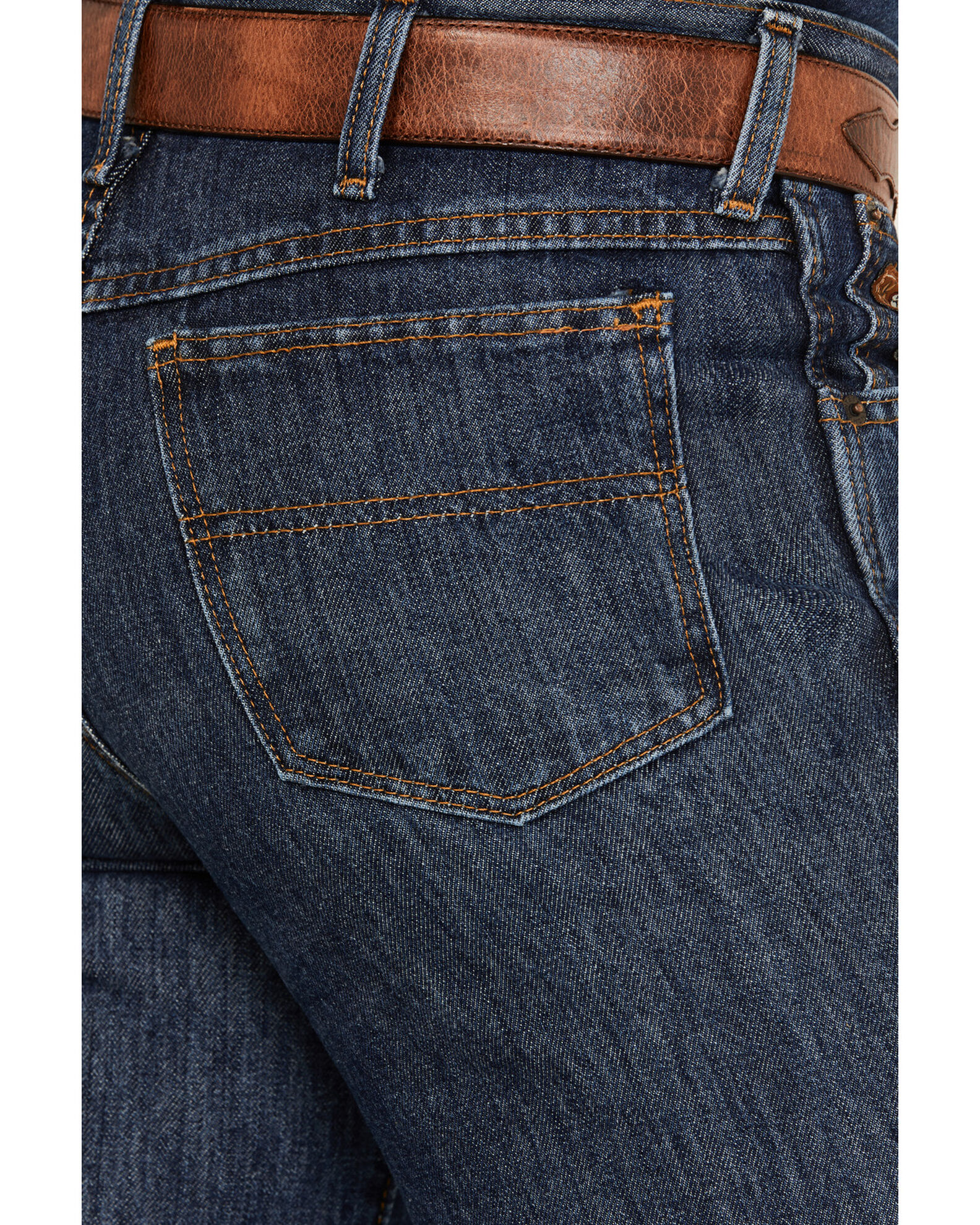 Cinch Men's Bronze Label Dark Wash Slim Tapered Rigid Denim Jeans, Blue