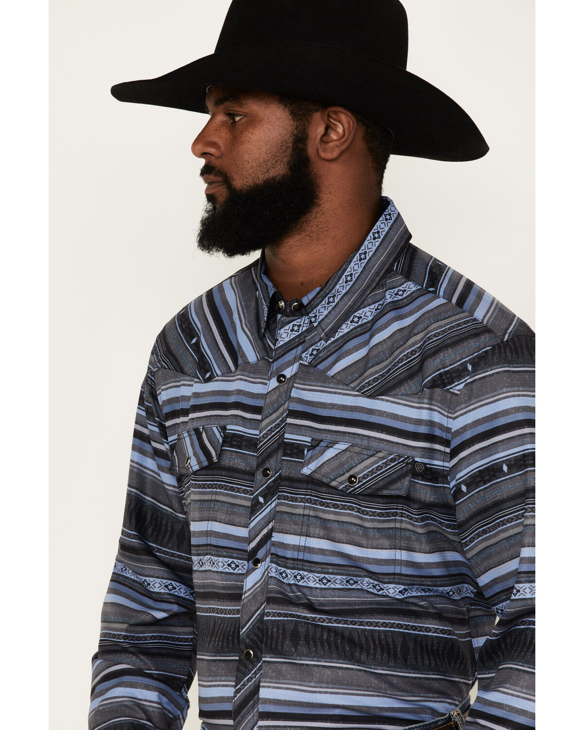 Rock & Roll Denim Men's Tek Striped Long Sleeve Snap Western Shirt ...