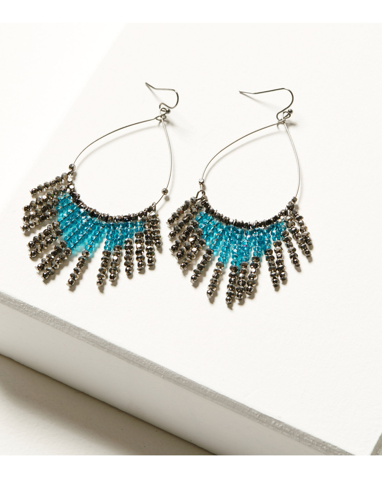 Shyanne Women's Enchanted Forest Cascading Beaded Fringe Earrings, Pewter