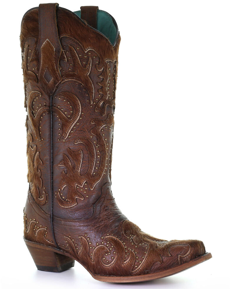 Corral Womens Brown Fur Western Boots Snip Toe Boot Barn
