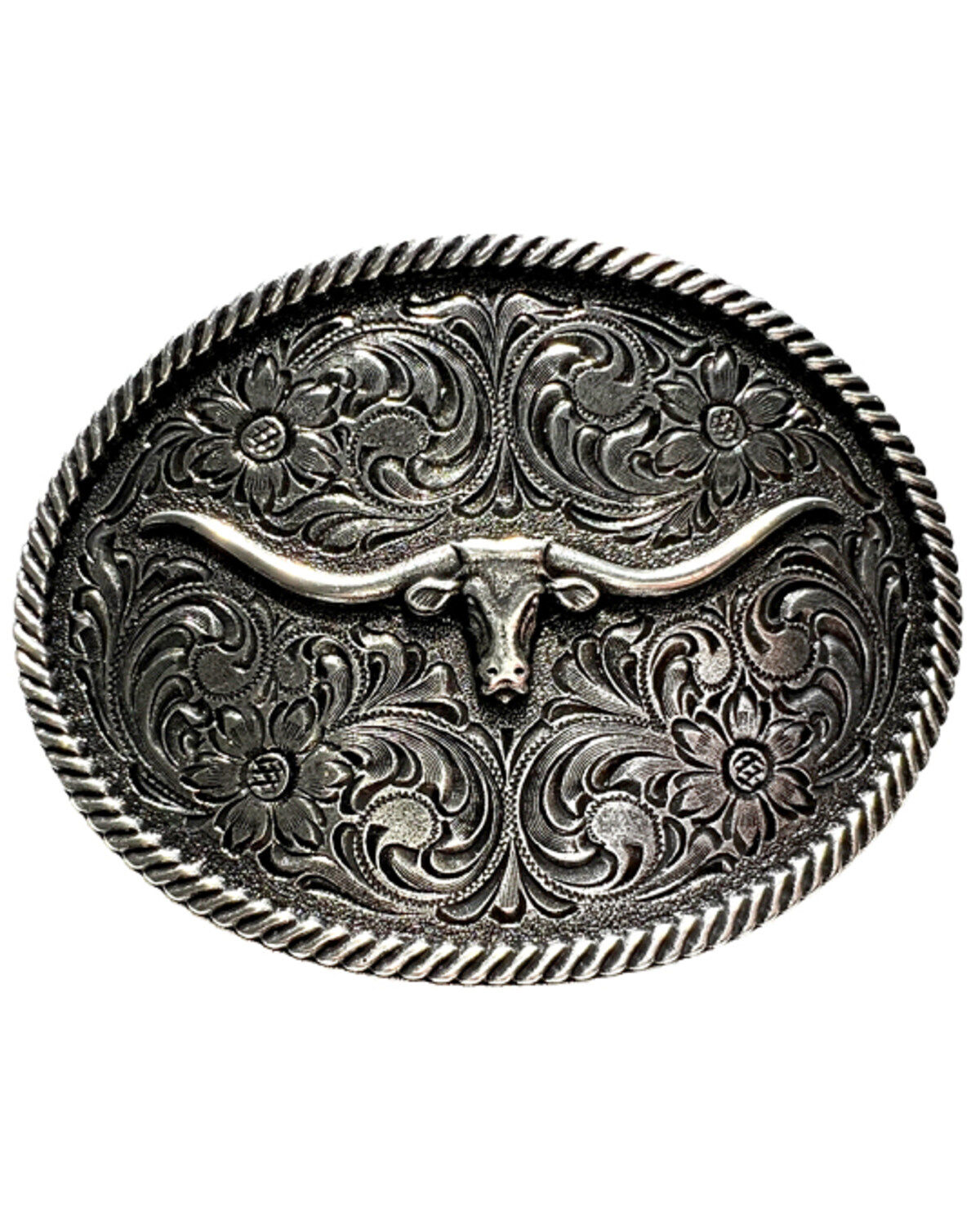 Boot Barn Longhorn Belt Buckle, Silver
