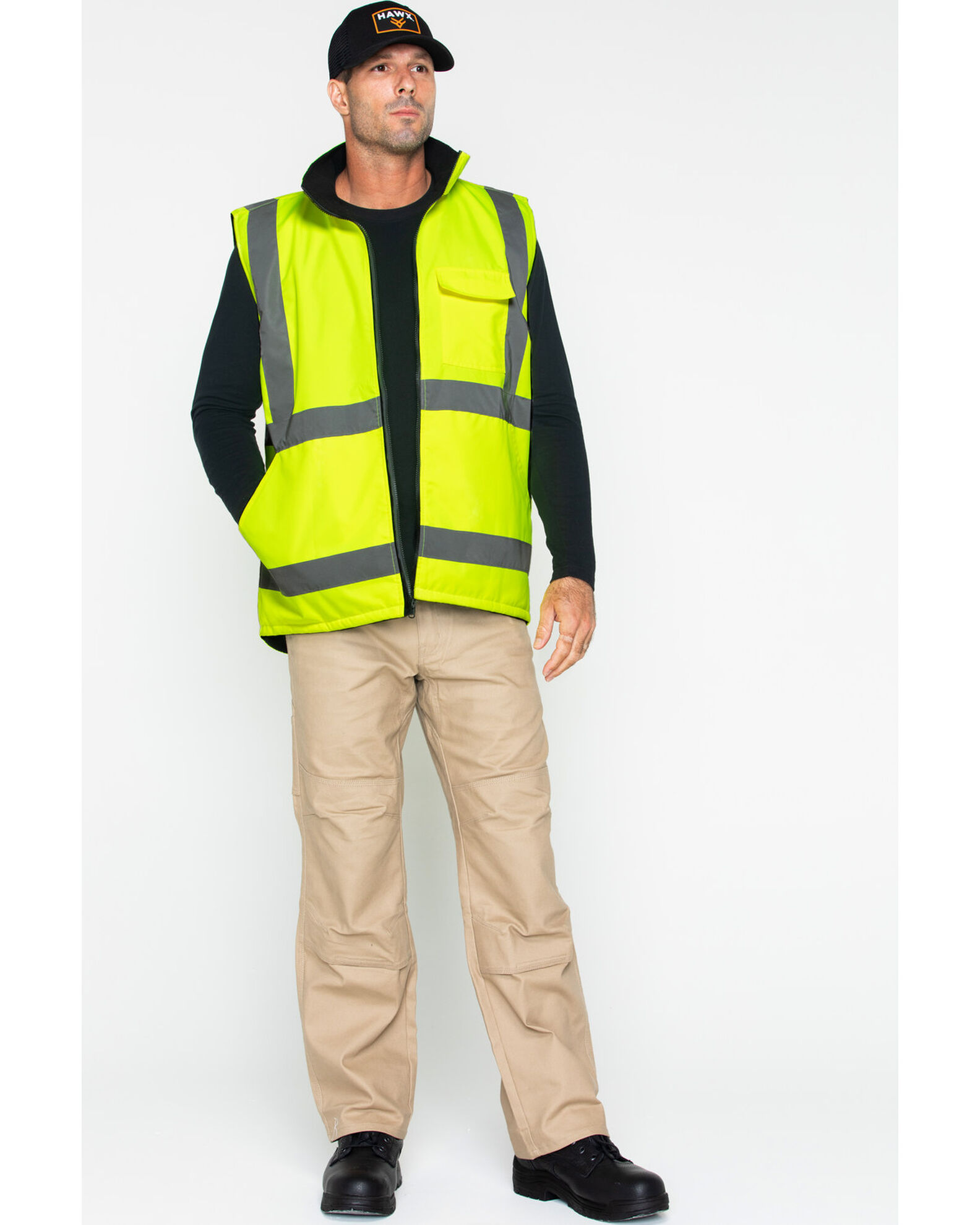 Hawx Mens Reversible Reflective Work Vest Yellow