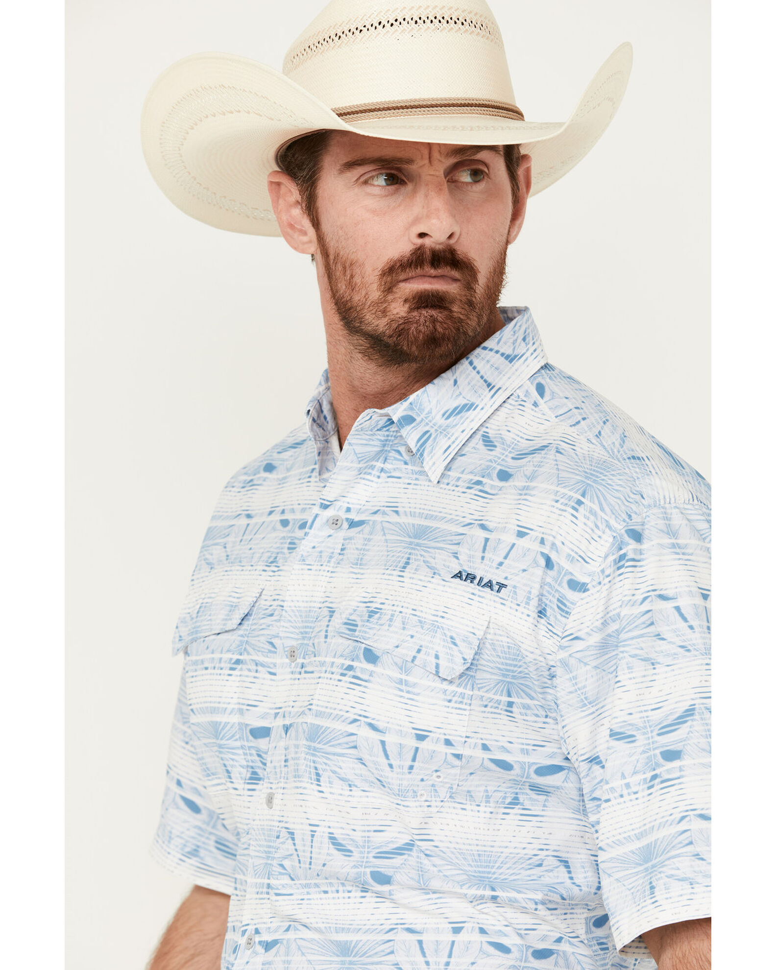 Product Name Ariat Mens Venttek Outbound Striped Leaf Print Short