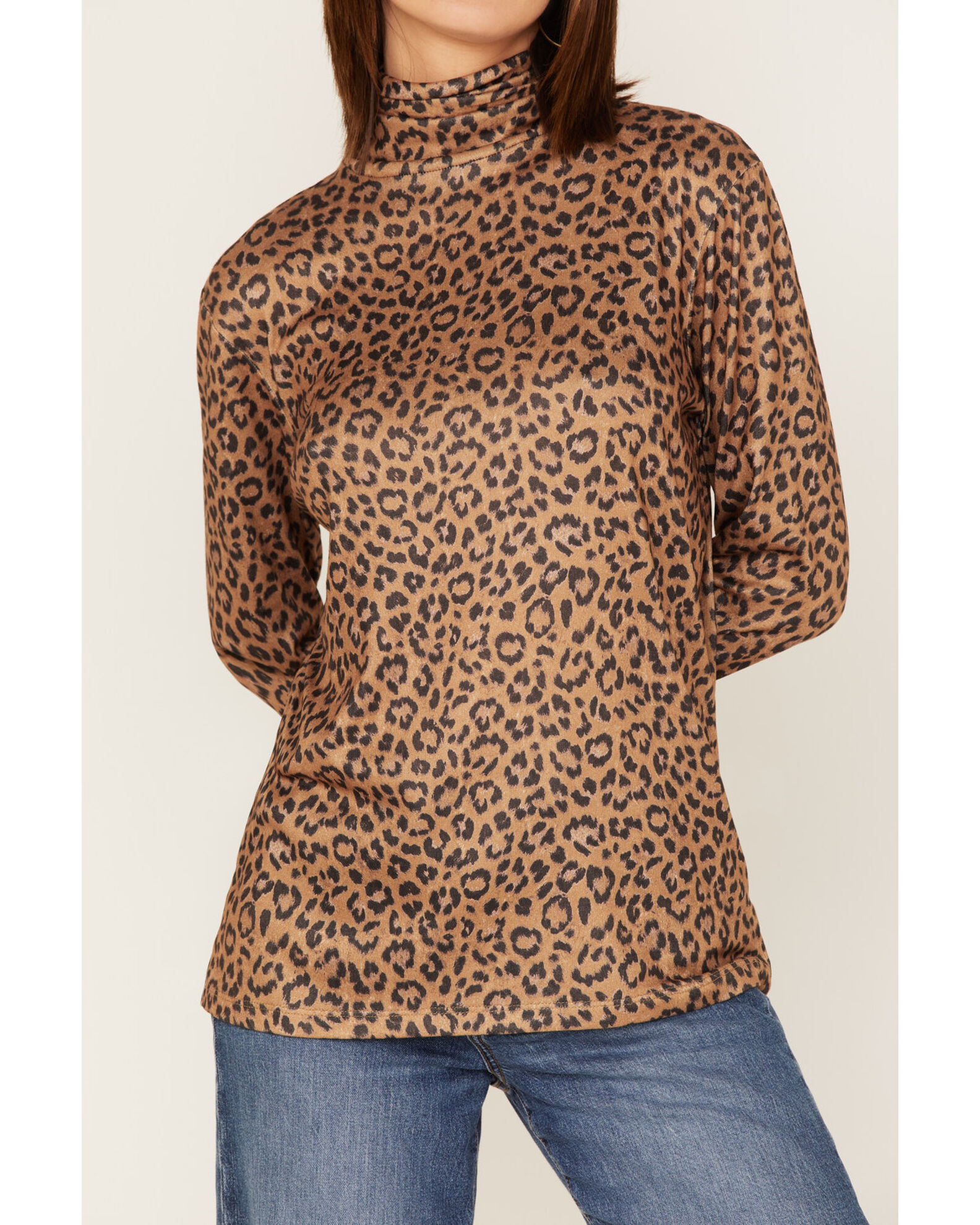 Tasha Polizzi Women's Kylie Leopard Print Turtleneck, Chocolate