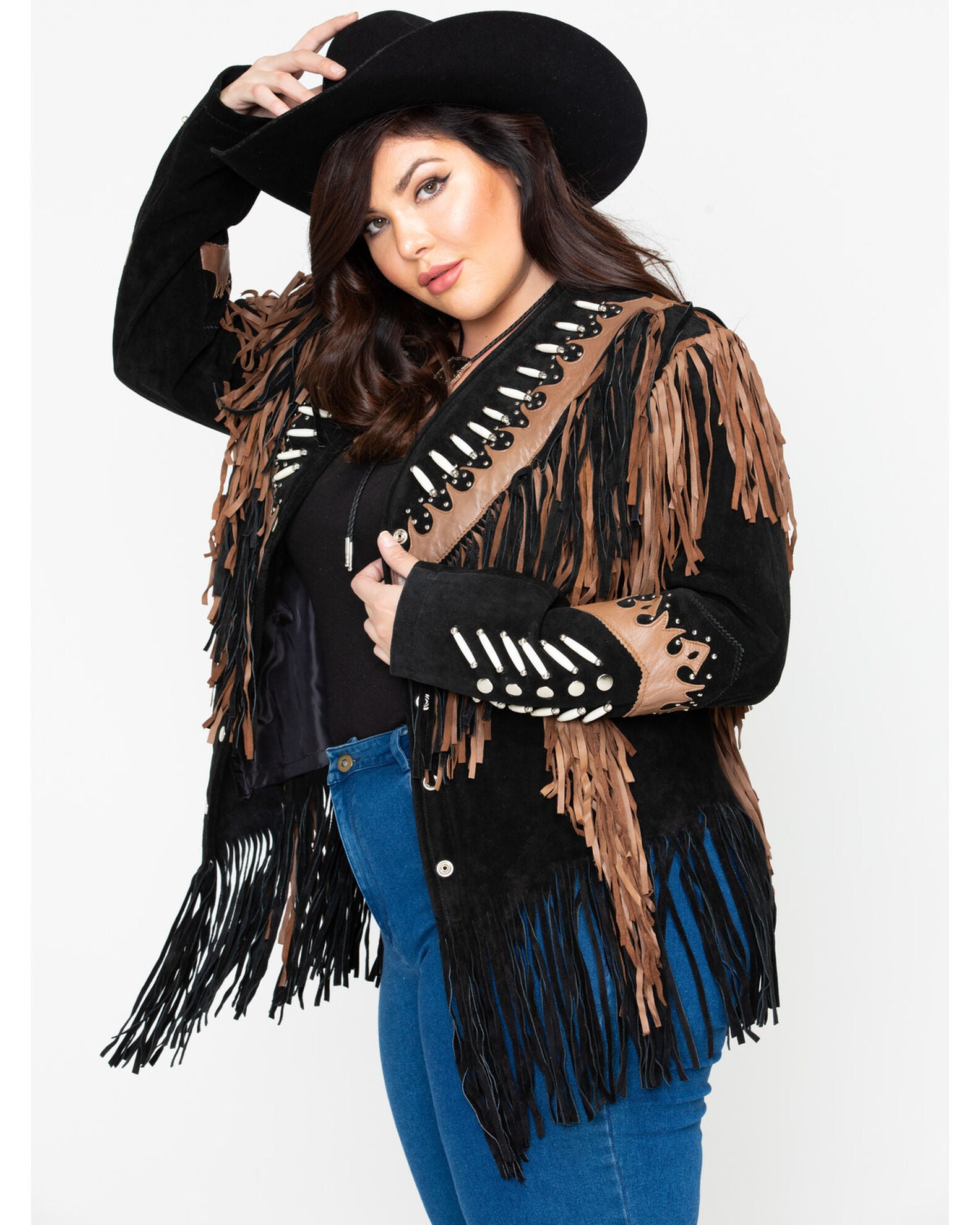 Liberty Wear Black Fringe Leather Jacket - Plus | Boot Barn
