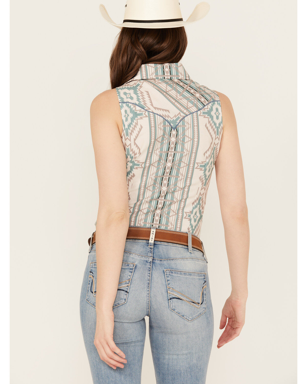 Rock & Roll Denim Women's Southwestern Print Sleeveless Snap Tank, Multi