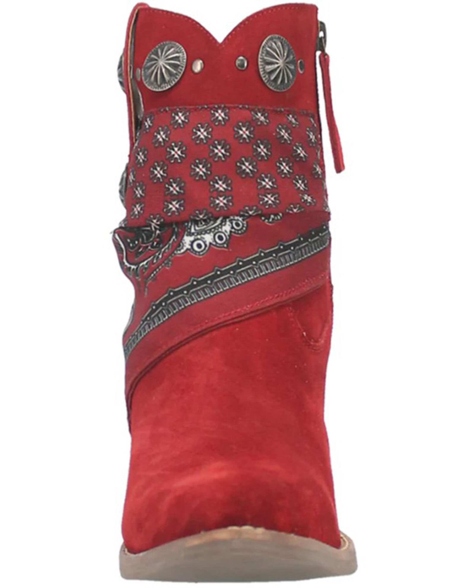 Dingo Womens Suede Bandida Western Booties Round Toe Red