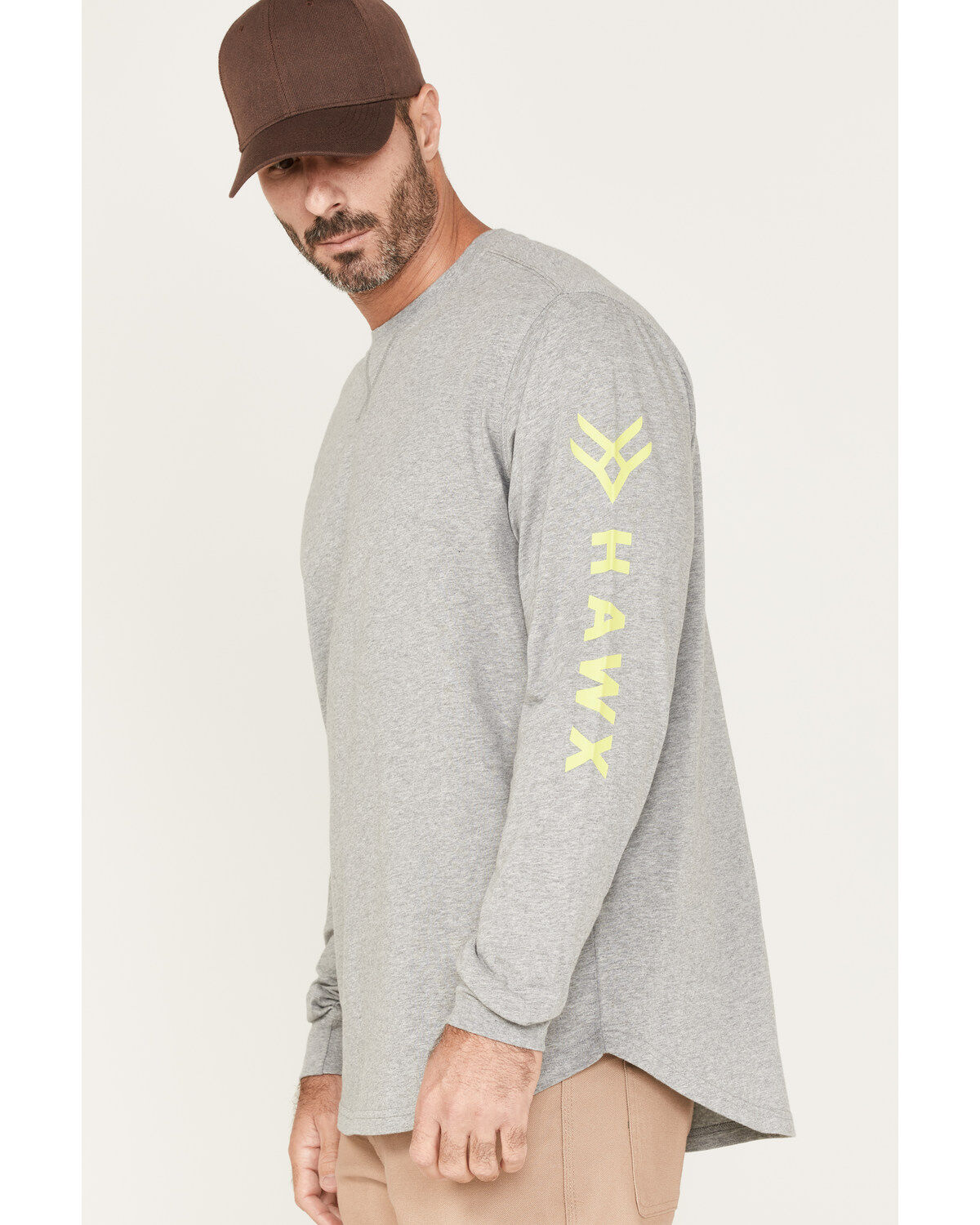 Hawx Men's Solid Logo Graphic Work T-Shirt, Medium Grey