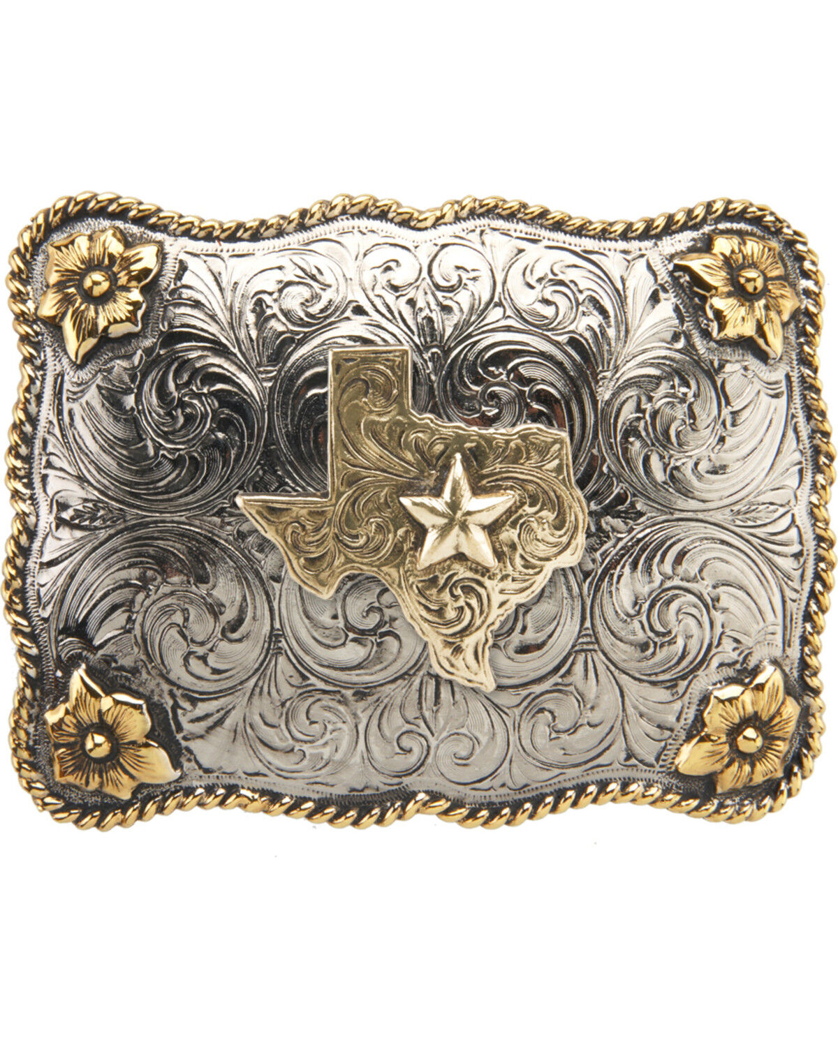 AndWest Men's Two-Tone Texas Star Belt Buckle, Two Tone, hi-res