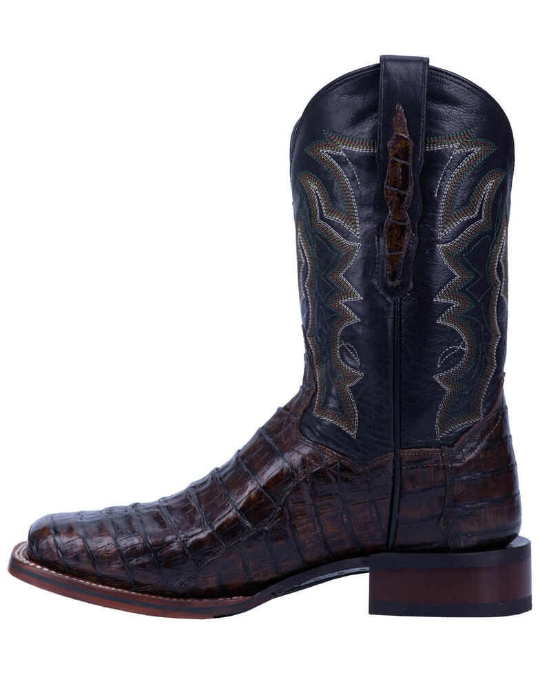 Dan Post Mens Kingsly Caiman Leather Western Boots Wide Square Toe