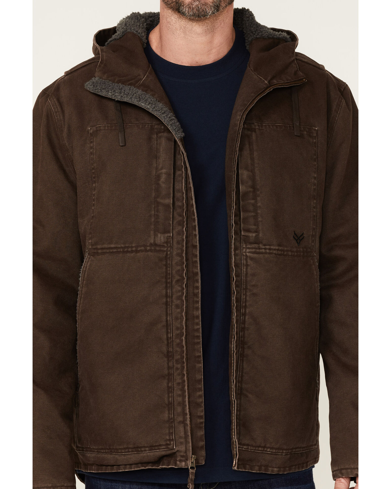 Hawx Mens Brown Castile Weathered Duck Hooded Zip Front Insulated Work