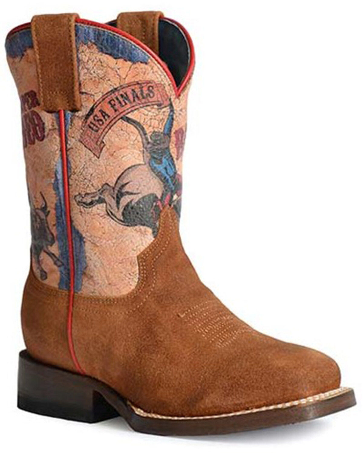 Roper Boys' Rodeo Finals Western Boots - Broad Square Toe, Brown