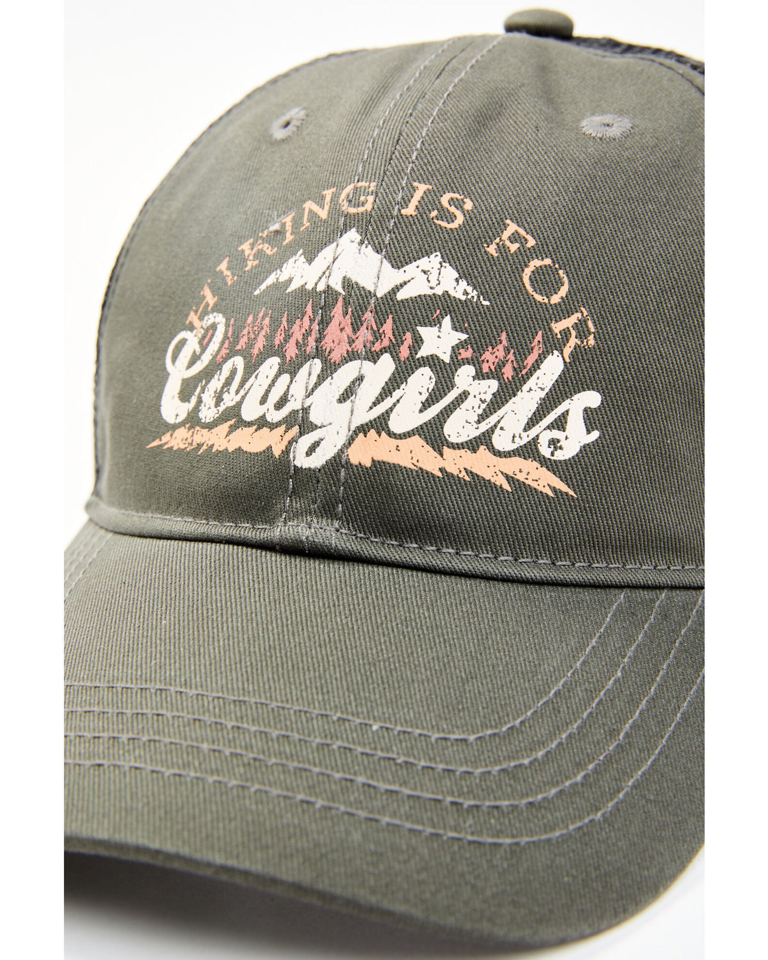 Shyanne Women's Hiking Is For Cowgirls Mesh-Back Ball Cap, Olive