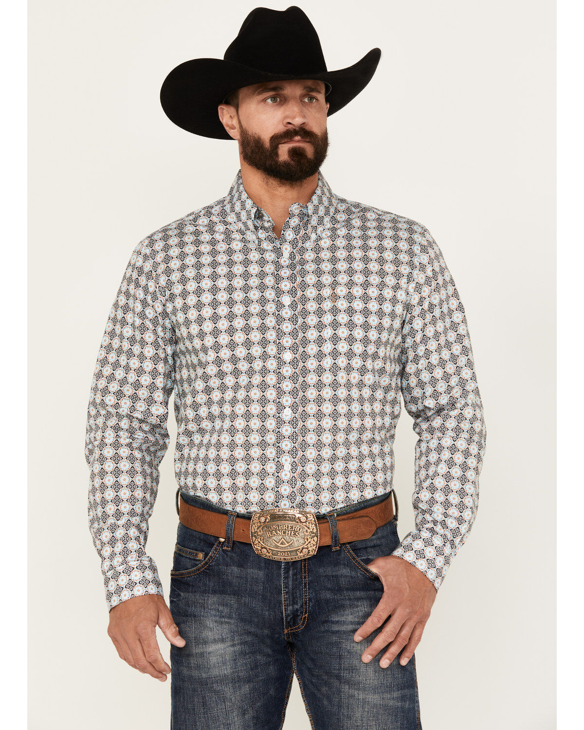 Cinch Men's Medallion Print Long Sleeve Button-Down Western Shirt ...